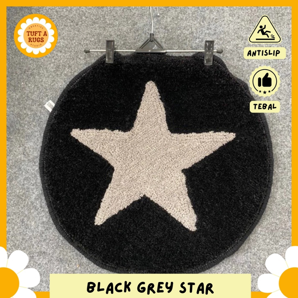 Jual Tuftarugs keset black grey star doormat Tufting Bulu Halus Anti ...
