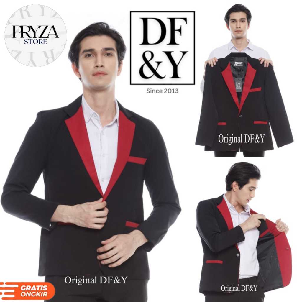 Jual PRYZA Jas Blazer Pria Casual Matrix Marron Original DF&Y / Jas ...