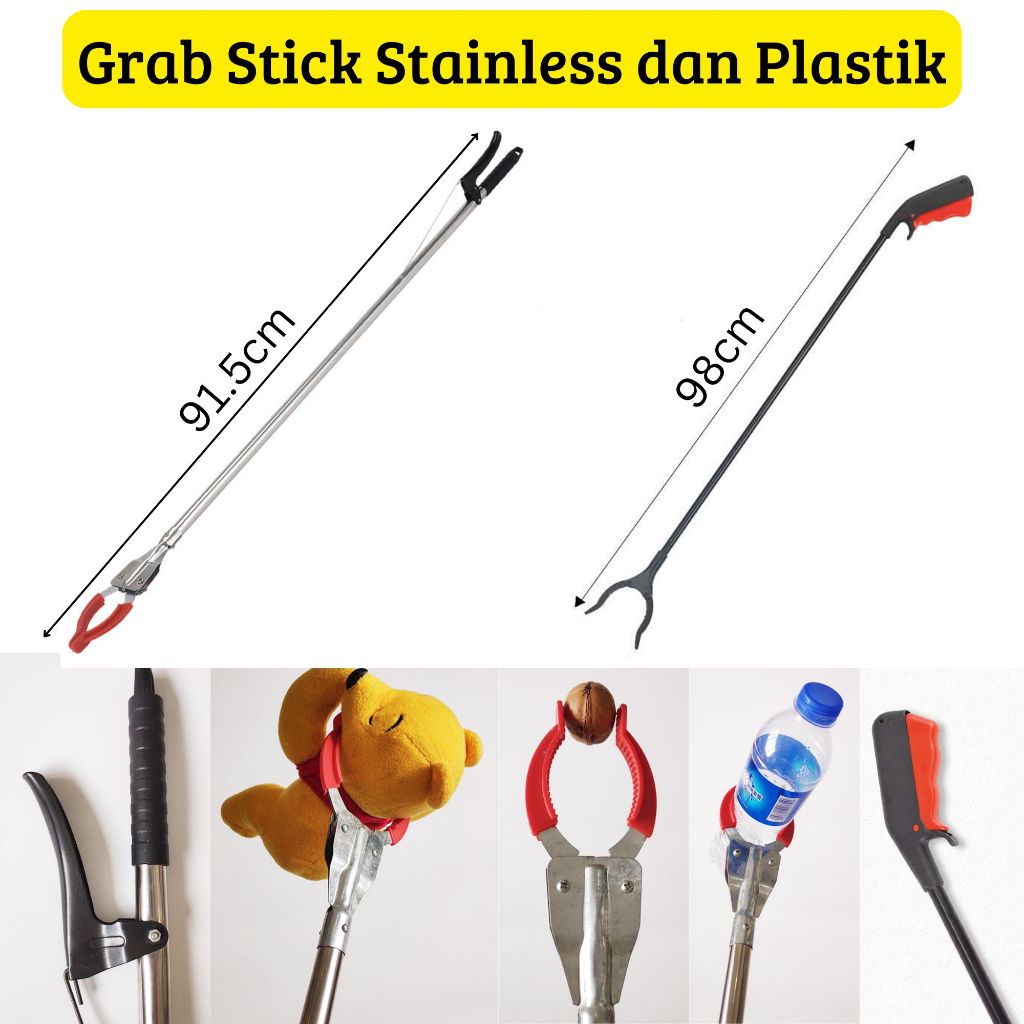 Jual Grab Stick Stainless Silver Hitam Plastik Snake Catch Alat ...
