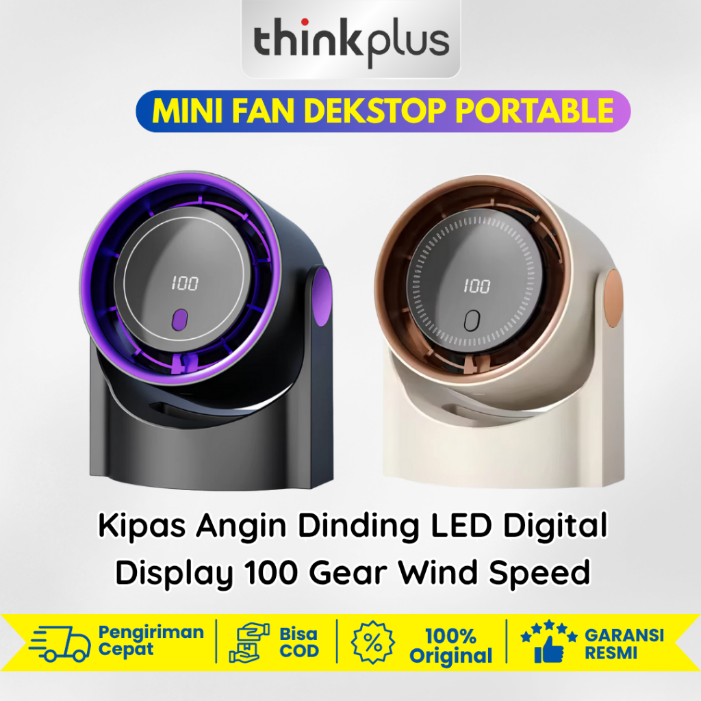 Jual Thinkplus Fan Desktop Mini Kipas Angin Dinding LED Digital Display 100 Gear Wind 5 Speed ...