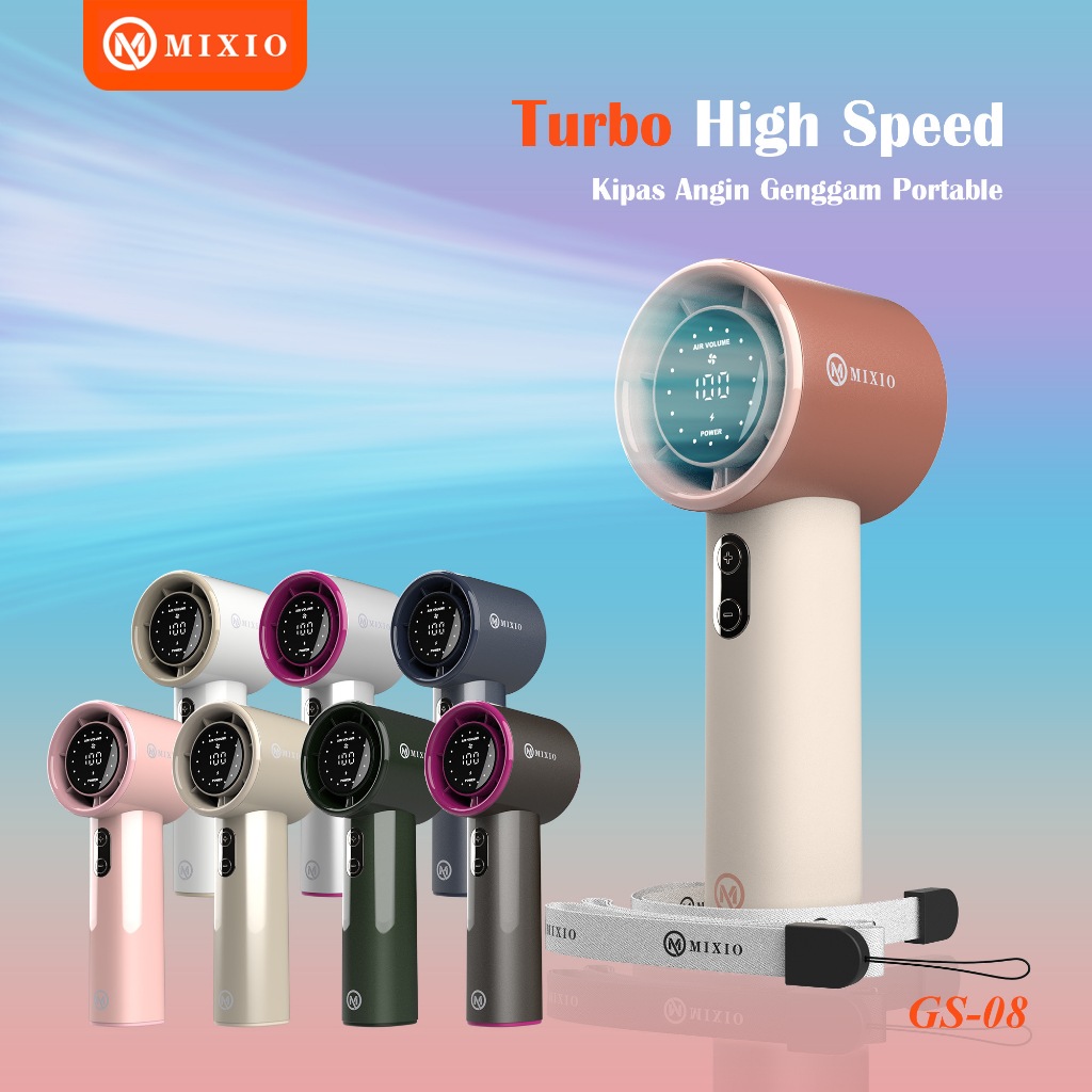 Jual MIXIO GS-08 High-speed Portable Handheld Fan 4400MAH Mini kipas ...