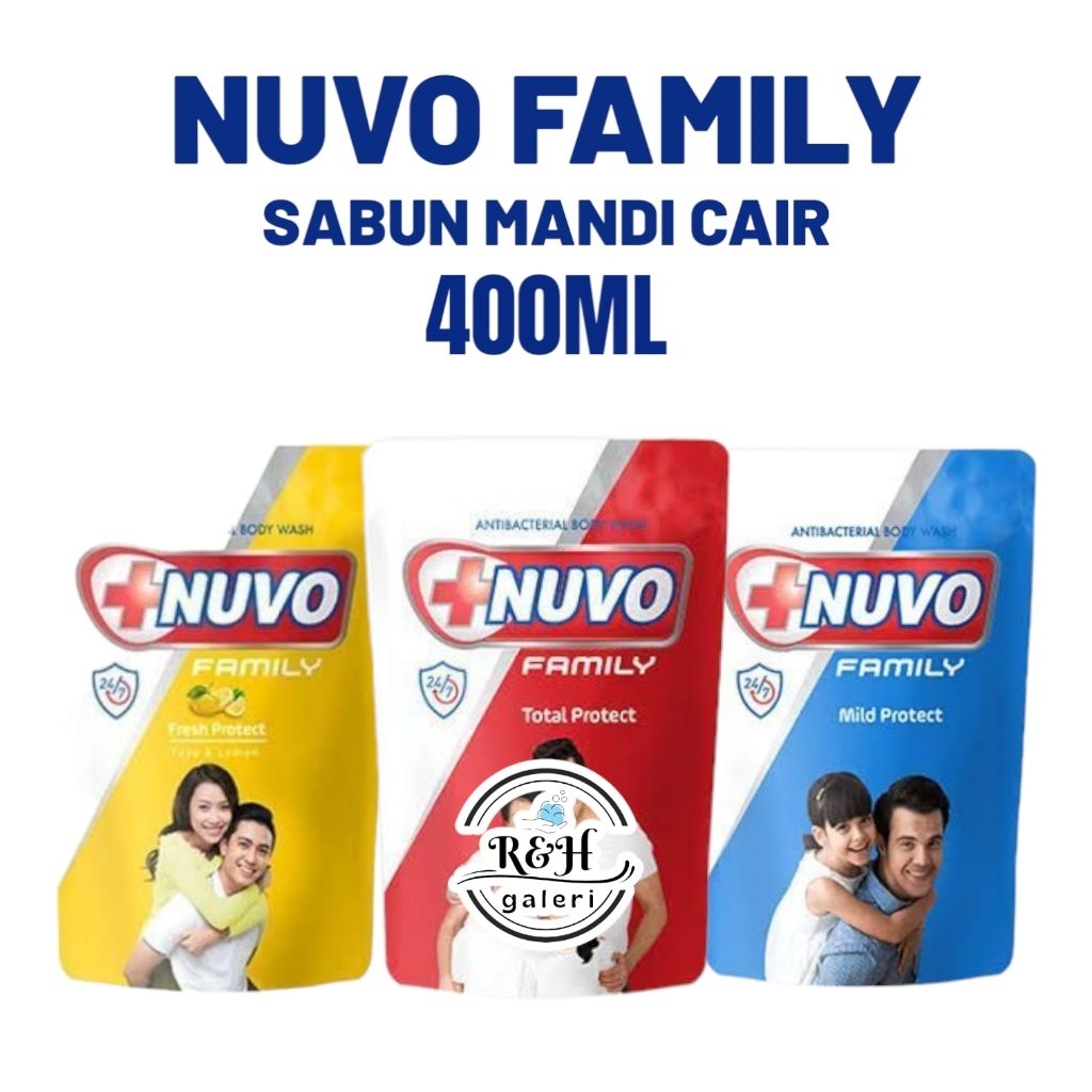 Jual Sabun Mandi Cair Nuvo Family 400ml Body Wash Refill Anti Bakteri Harum Harga Ekonomis ...