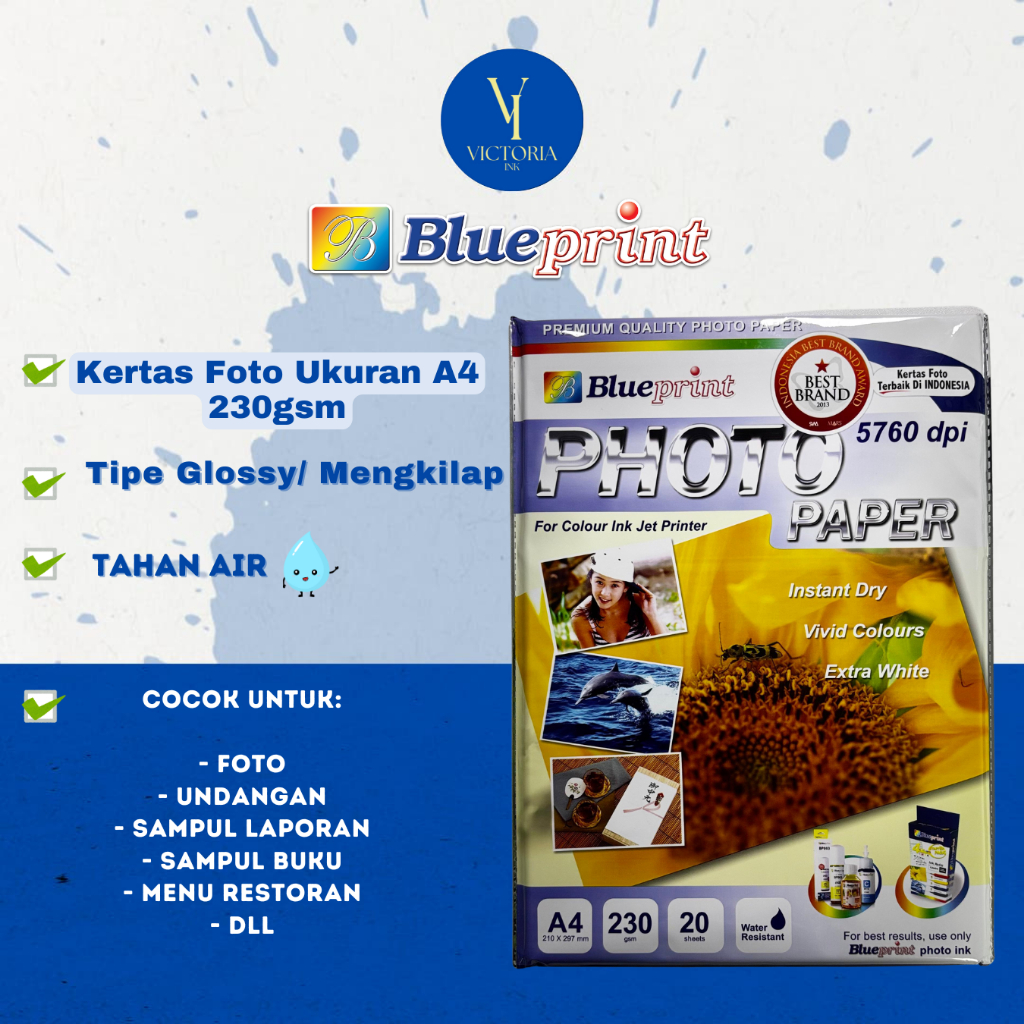 Jual Kertas Foto Blueprint Glossy A4 230gsm Kertas Foto Blueprint A4 ...