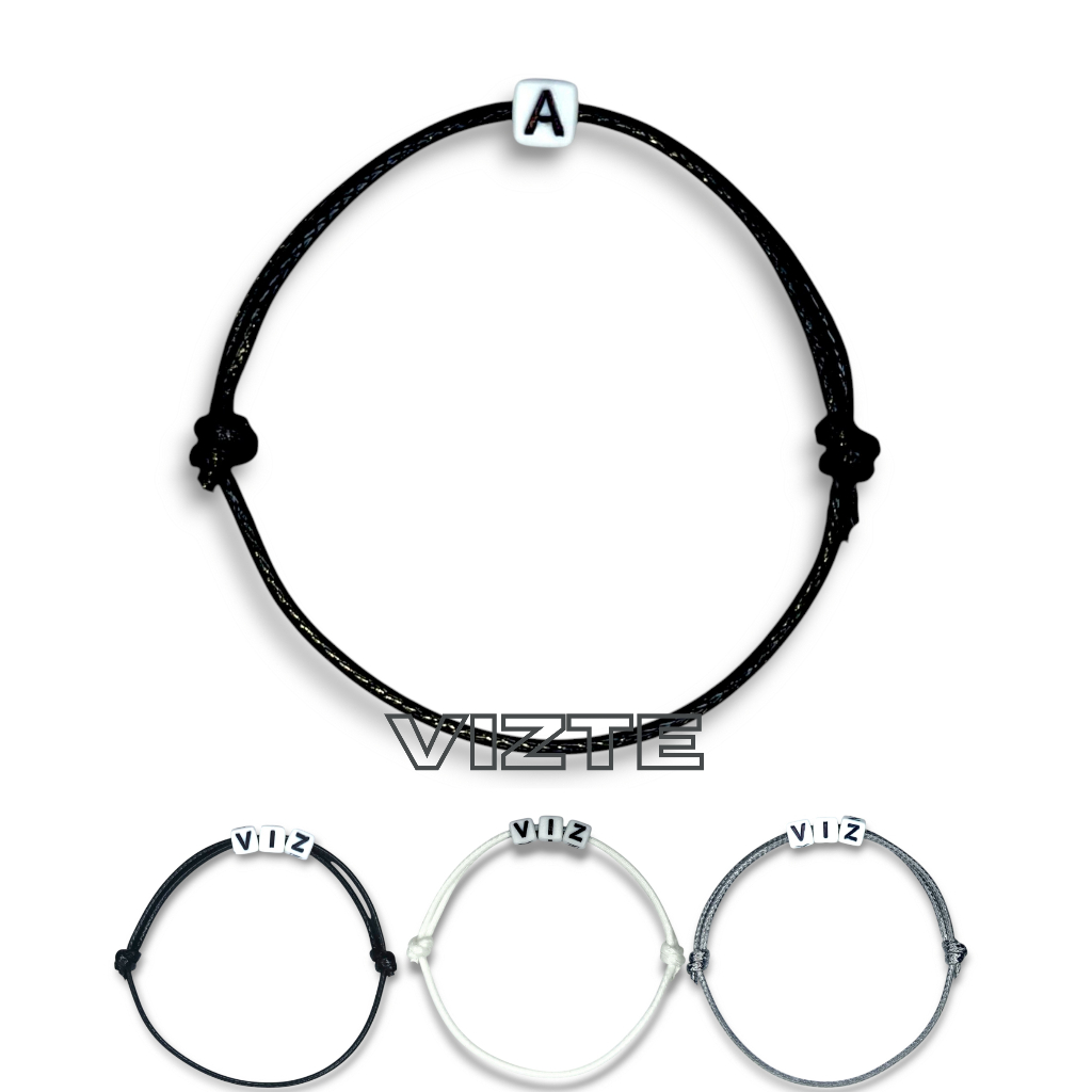 Jual Vizar Gelang Huruf Couple Bisa Custom Nama / Gelang Inisial Kulit ...