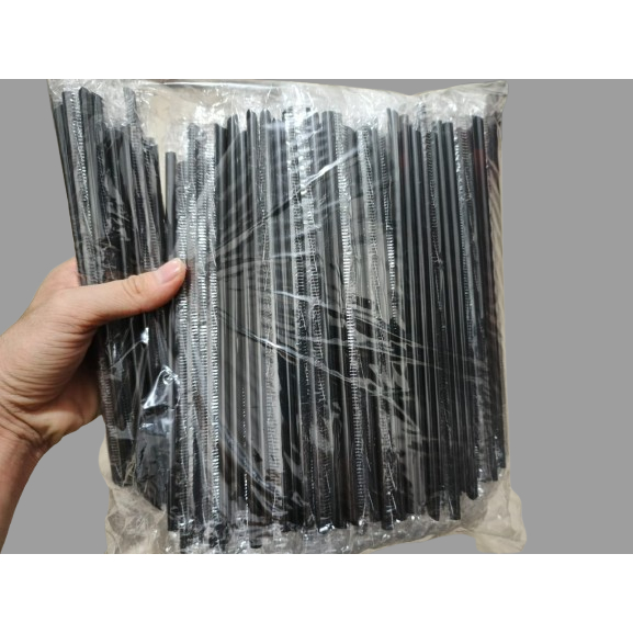 Jual 250pcs Sedotan Plastik Steril Higienis 6mmx20cm Hitam Ujung Lancip ...