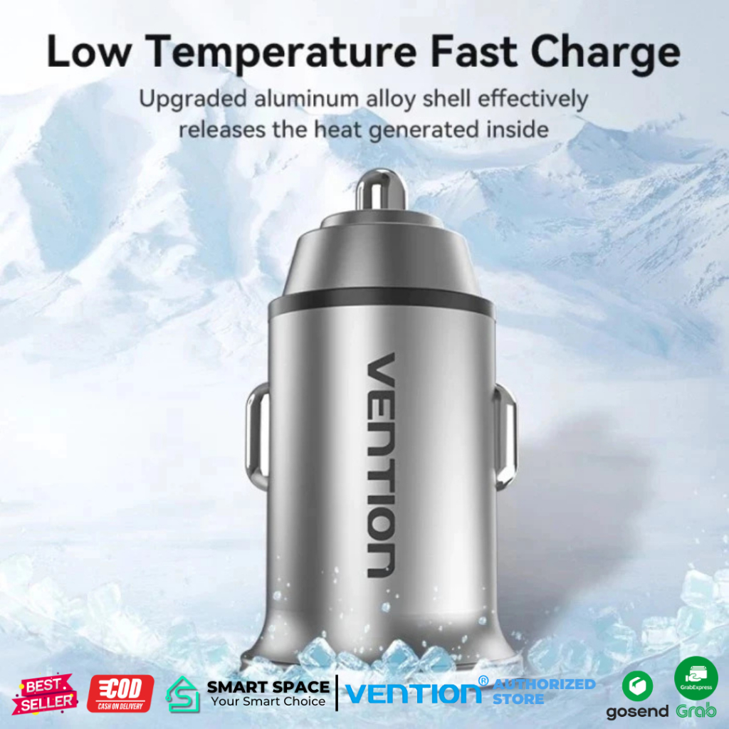 Jual VENTION Car Charger Mobil PD 30W Dual Port USB Type C Super Fast ...