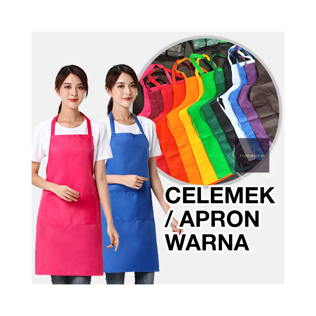 Jual Celemek Apron kain drill polyester Warna Warni berwarna Polos ...