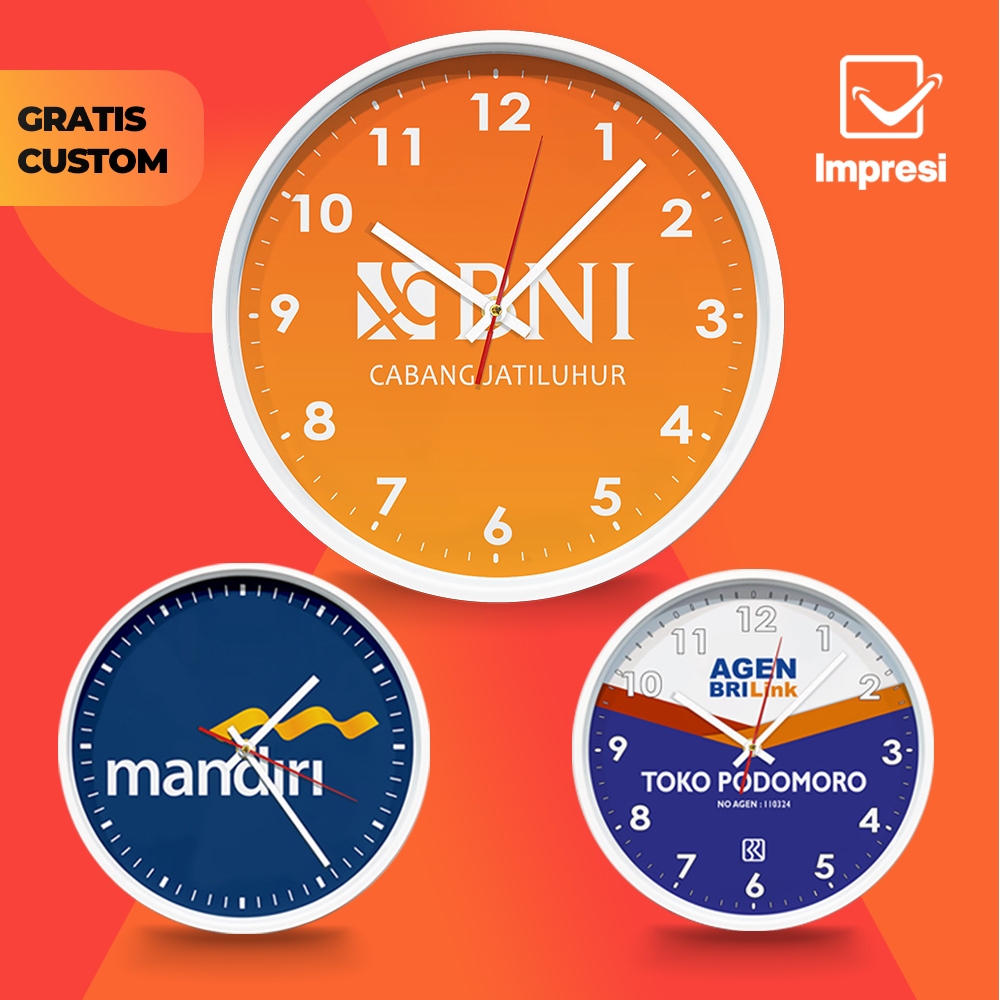 Jual Jam Dinding Custom Logo Gambar Nama Perusahaan diameter 30CM ...
