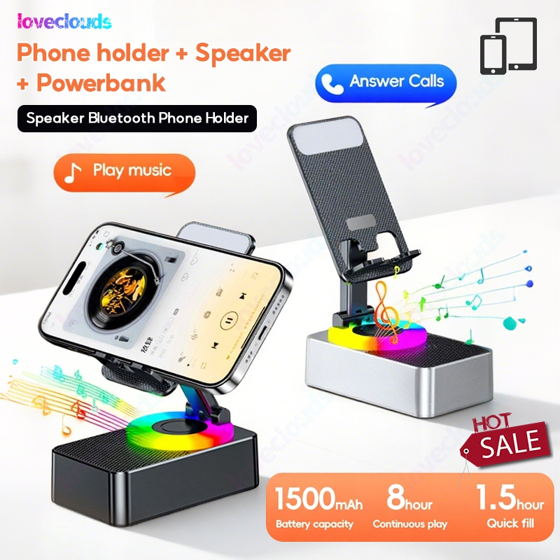 Jual 3 in 1 Bluetooth Speaker Holder Handphone BT5.2 Mini Portable 360 ...