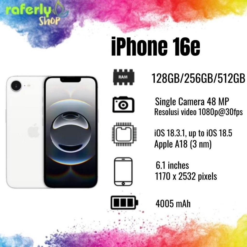 Jual Apple iPhone 16e 128GB | 256GB | 512GB | Super Retina XDR OLED ...