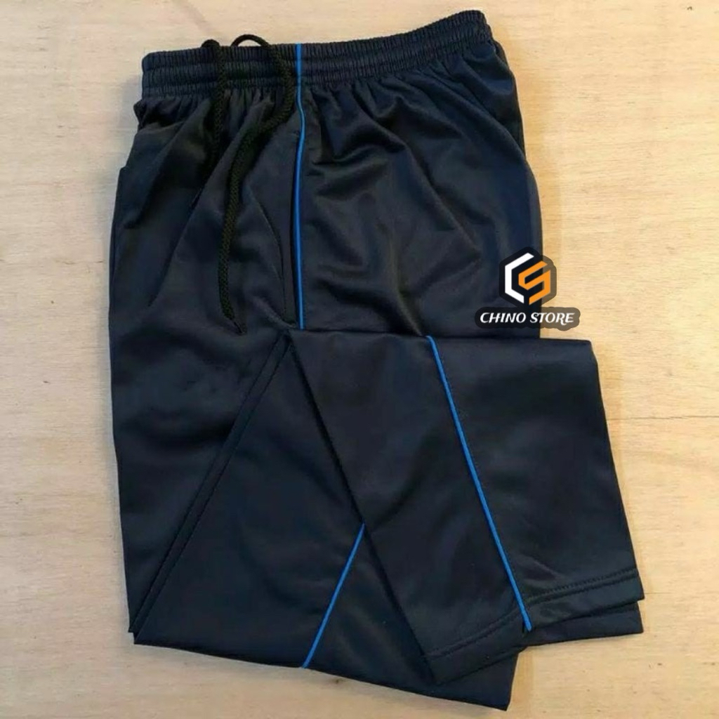 Jual Celana training panjang pria wanita strip 1 hitam | Celana ...