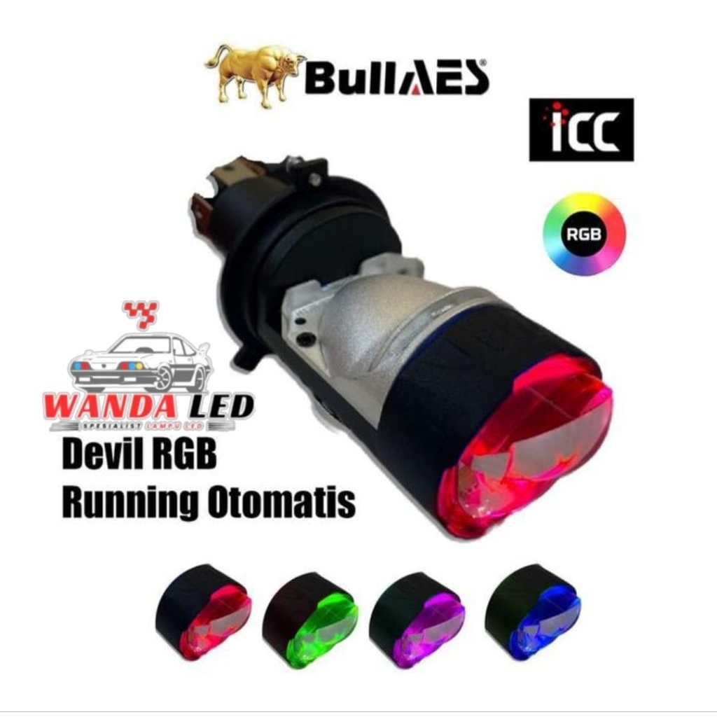 Jual BI-LED MINI LASER KUNING H4 OCP 55 WATT PLUS DEVIL RGB MERK ICC ...