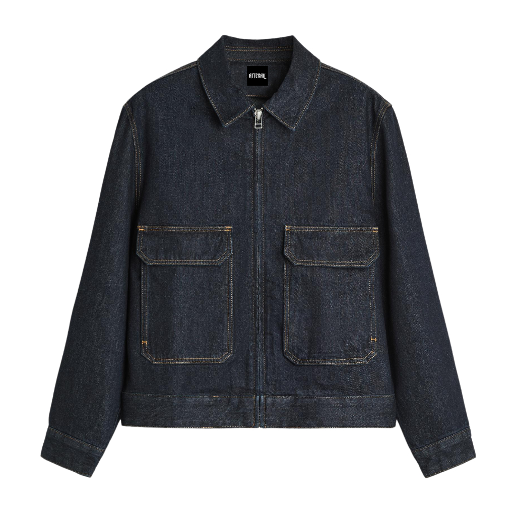 Jual Afterall Work Jacket Boxy Fit LIP Denim Black Indigo Outer Jacket ...