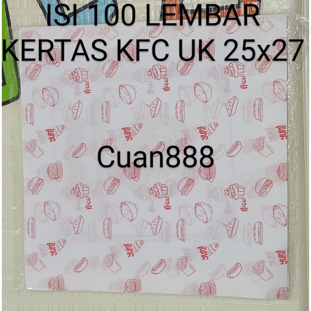 Jual WARNA kertas nasi kfc laminasi motif RICE ukuran 25x27 kertas ...