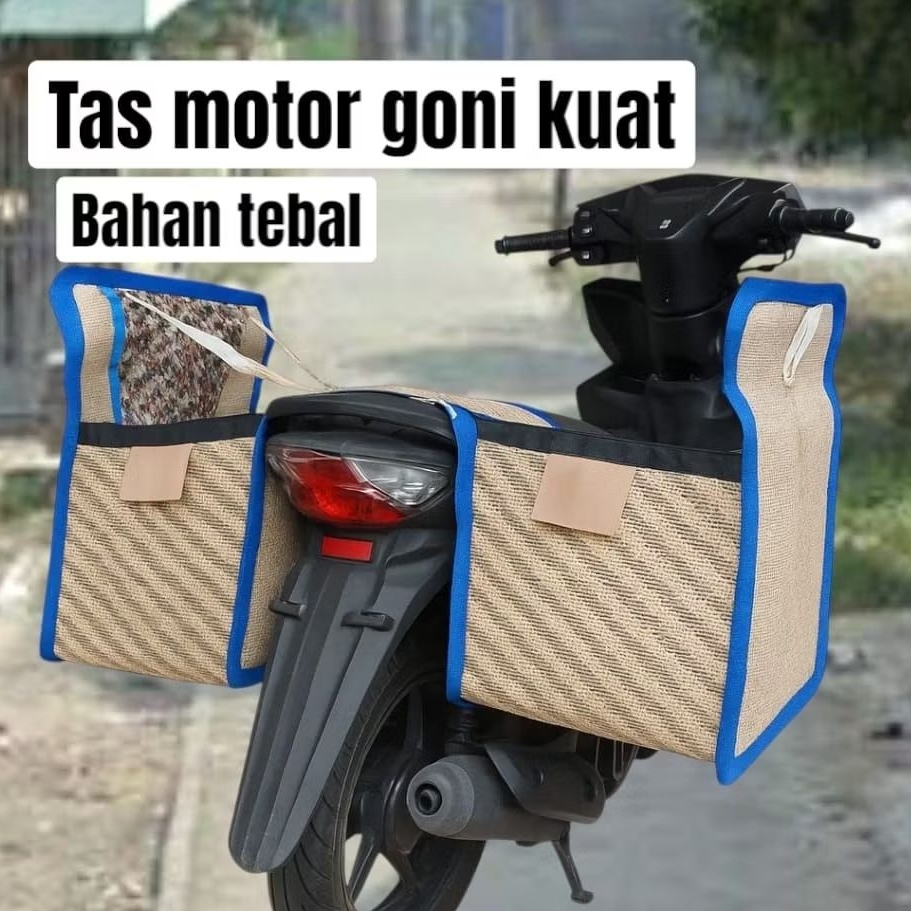 Jual tas motor bahan goni tebal ukuran sedang tas obrok bronjong motor ...