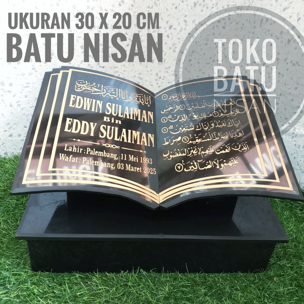 Jual Batu Nisan Model Tumpukan Buku Ukiran Grafir Ukuran 30 cm x 20 cm ...
