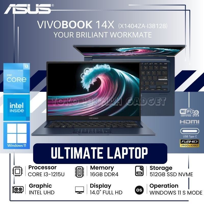 Jual Laptop Multitasking ASUS Vivobook 14 X1404ZA Core i3-1215U, 16Gb Ram, 512Gb Ssd, Intel UHD ...