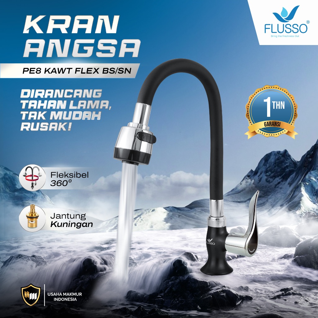 Jual Flusso Kran Angsa Wastafel Flexible Kran Bak Cuci Piring Stainless ...