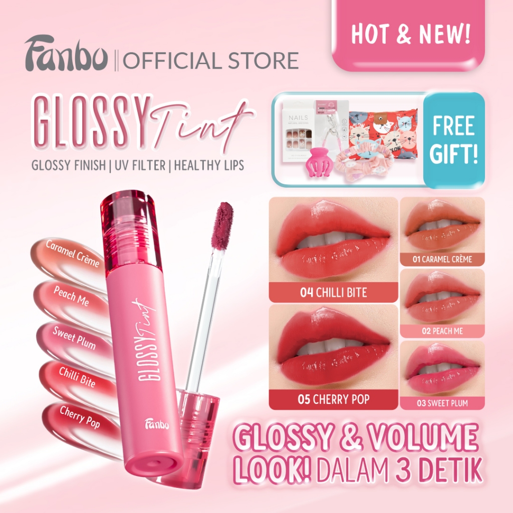 Jual Fanbo Glossy Tint 3,5 gr | bibir menjadi lebih bercahaya dan plumpy, Korean make up look ...