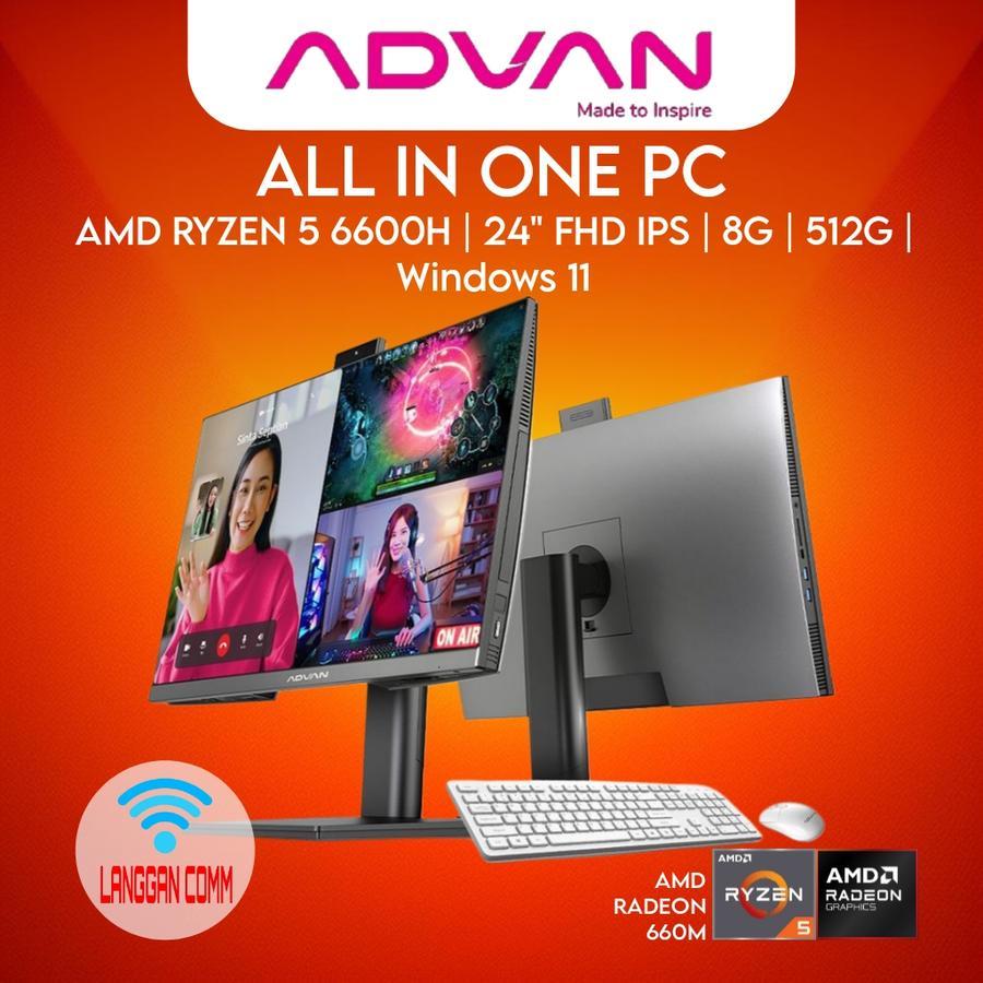 Jual Advan All in one Pc AMD Ryzen 5 6600H 512GB 8GB 24 Inch FHD IPS ...