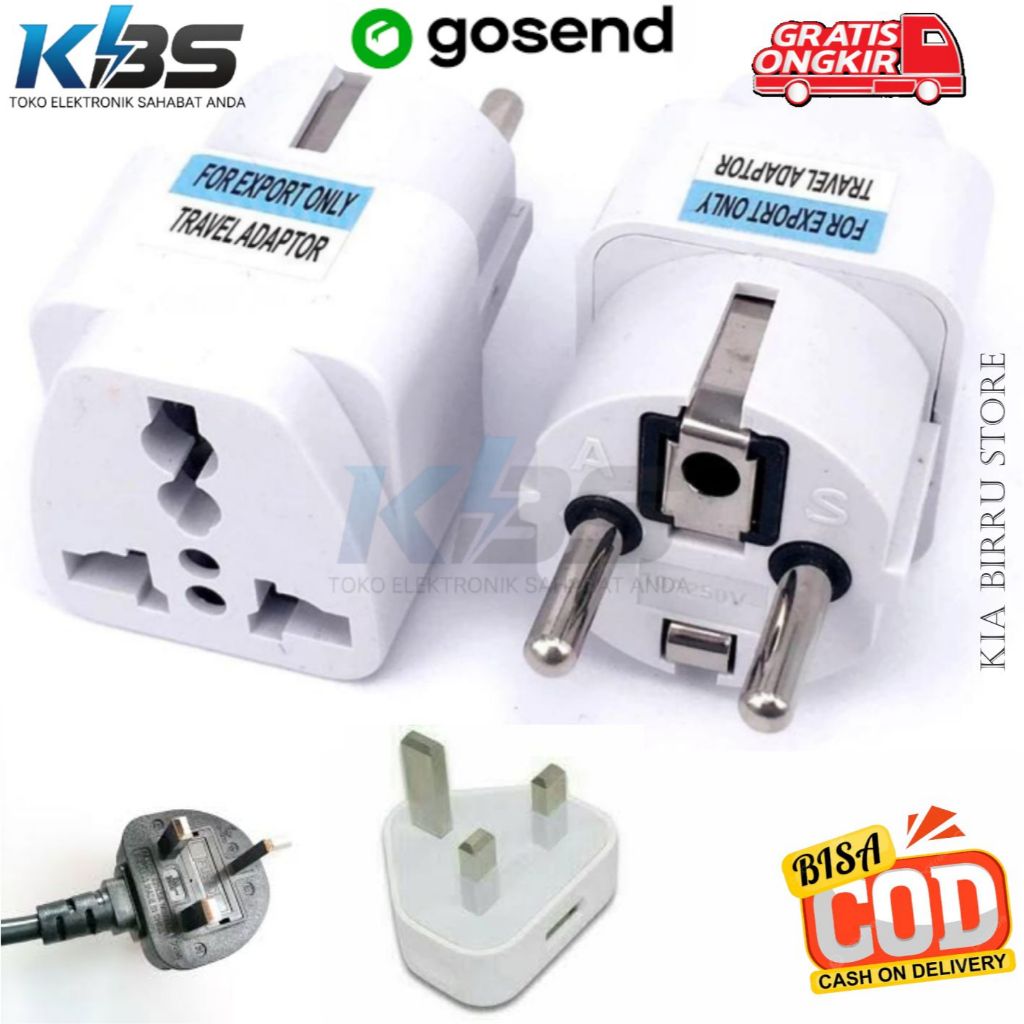Jual Converter Colokan Listrik Kaki 3 Ke 2 Bulat Konverter Steker ...