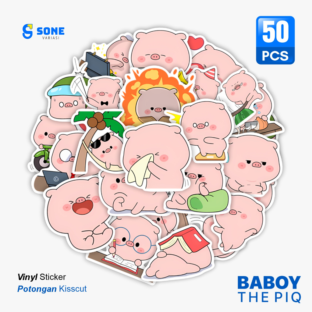 Jual Sticker Pack BABOY THE PIQ / Stiker Kartun Animasi Paper Vinyl ...