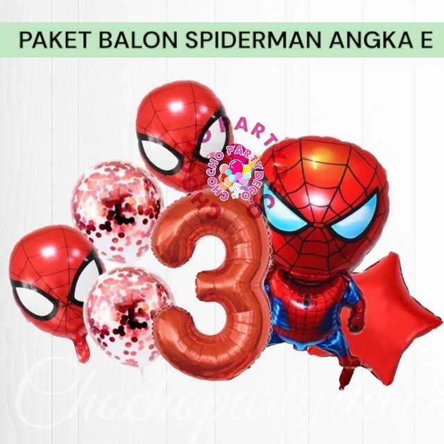 Jual Paket Balon SPIDERMAN Angka E / Dekorasi Ulang Tahun Spiderman ...