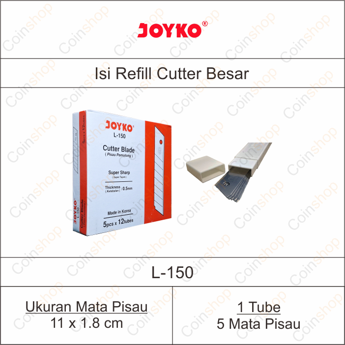 Jual Joyko L-150 Isi Cutter Besar L150 Refill Blade Per Tube | Shopee ...