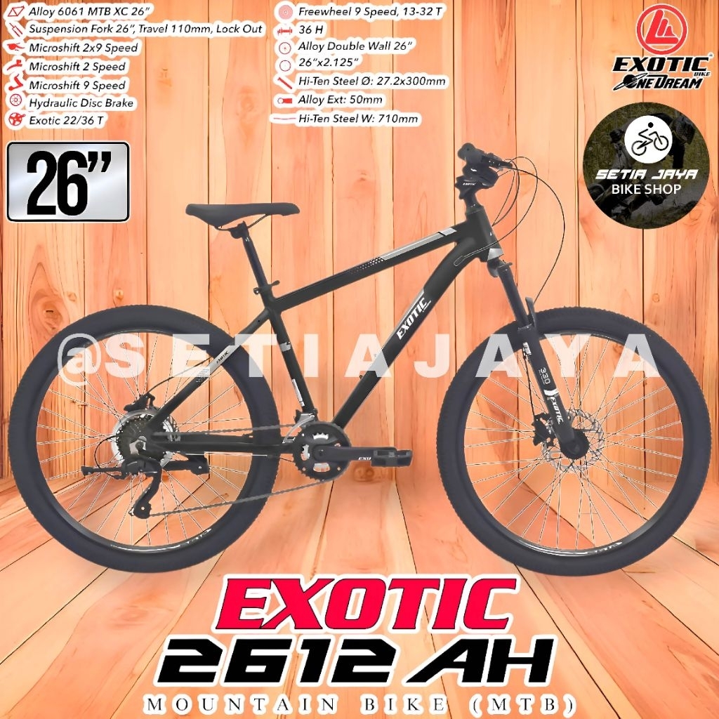 Jual Sepeda Gunung MTB 26 Inch EXOTIC 2612 AH Frame Alloy, 2x9 Speed ...