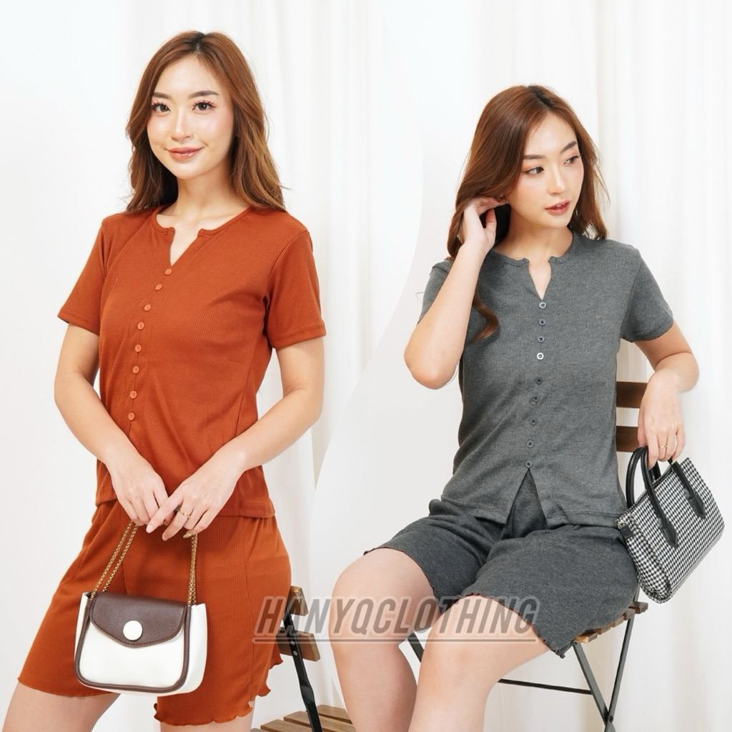 Jual HanyQ_kelly setelan Wanita celana pendek v_neck/ Atasan Baju ...