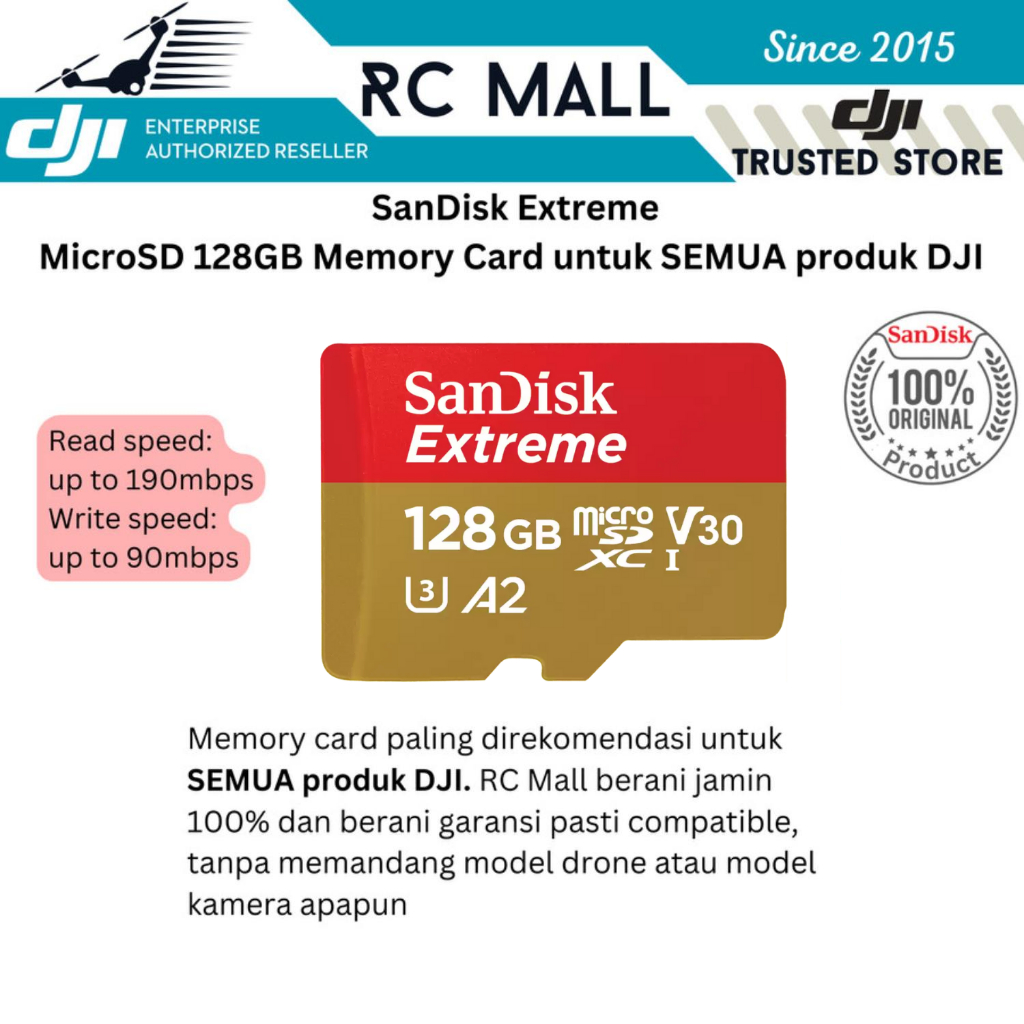 Jual Memory Card Drone Camera DJI Sandisk Extreme 128GB MicroSD High ...