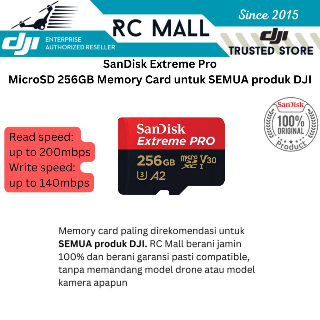 Jual Memory Card Drone Camera DJI Sandisk Extreme PRO 256GB MicroSD ...