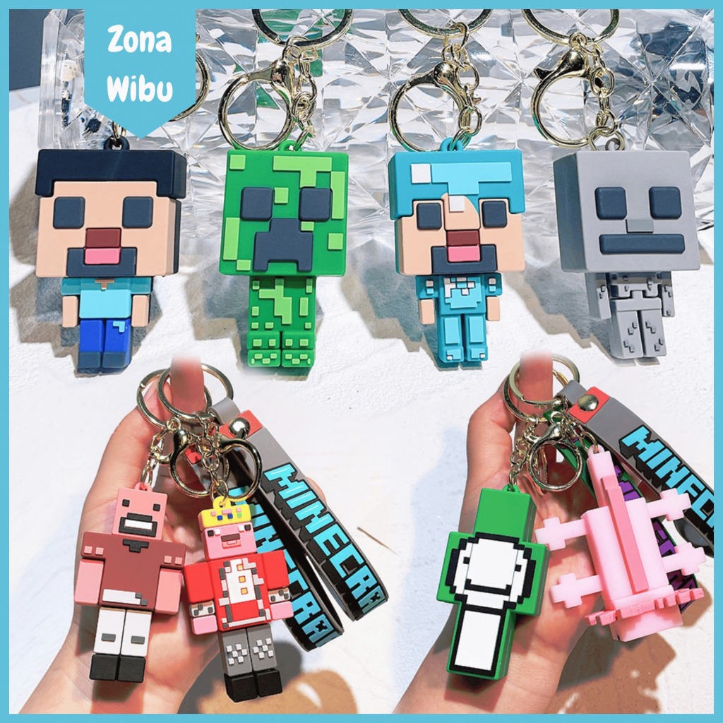 Jual Gantungan Kunci Minecraft Creeper, Technoblade, Steve, Dream 3D ...