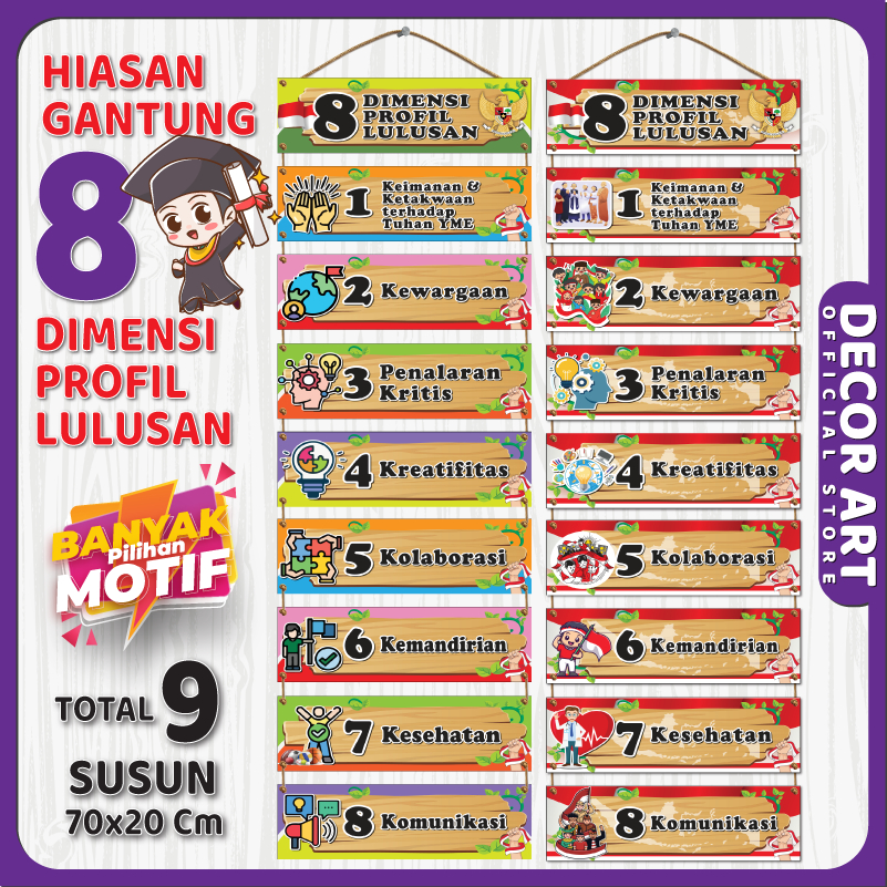 Jual KinStore - 8 Dimesi Profil Lulusan Dekorasi Dinding Kelas Siap Pasang Model Susun Gantung ...