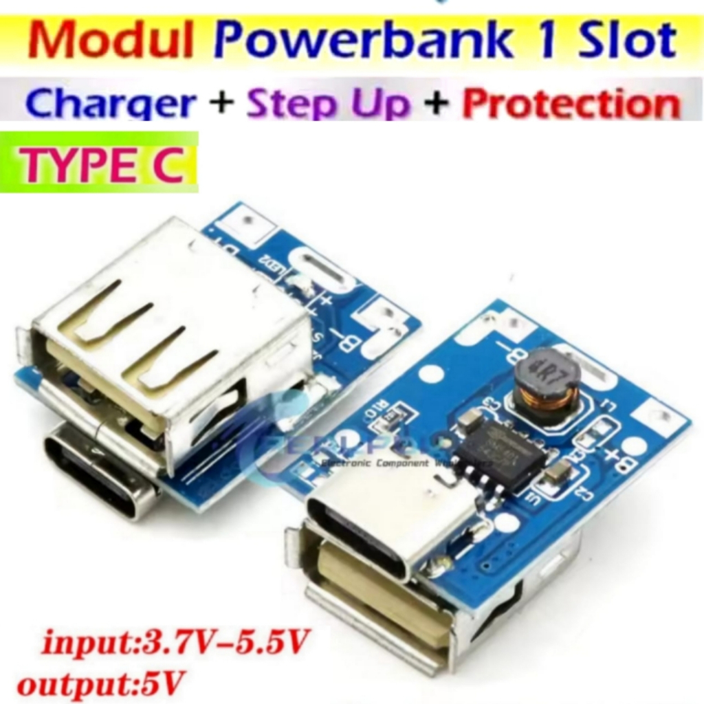 Jual Mini Powerbank Module Board USB 5V 1A DIY Type C Charger Proteksi ...