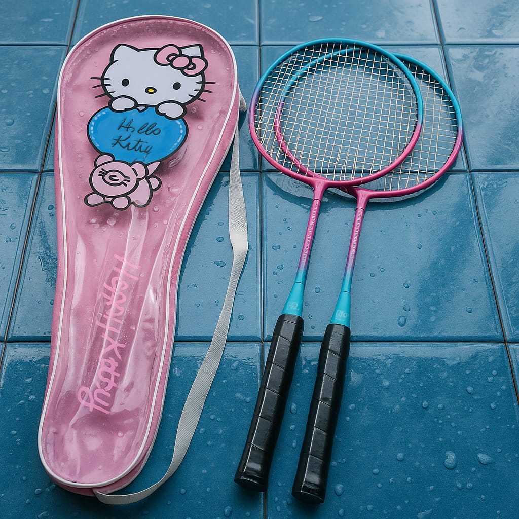 Jual Raket Badminton Anak Karakter Doraemon & Hello Kitty + Sarung Lucu ...