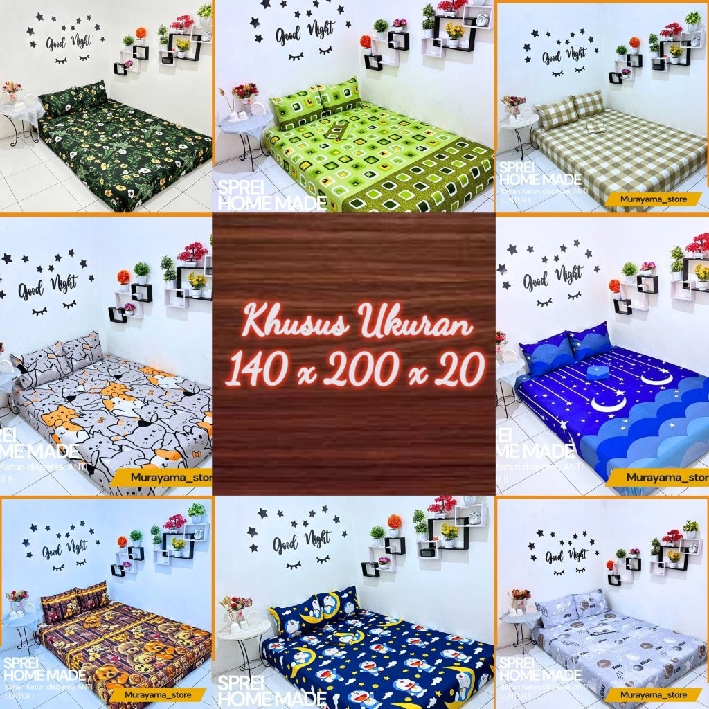 Jual PROMO SPREI UKURAN 140X200. TINGGI 20 FULL SET/SPREI SAJA | Shopee ...