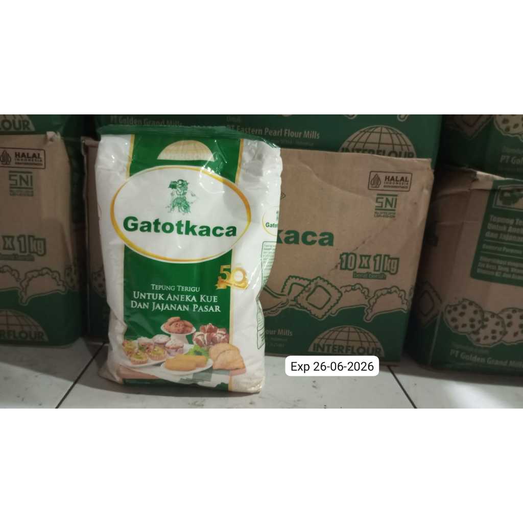 Jual Tepung Terigu Gatot Kaca 1kg interflour dus isi 10 kemasan 1 kg ...