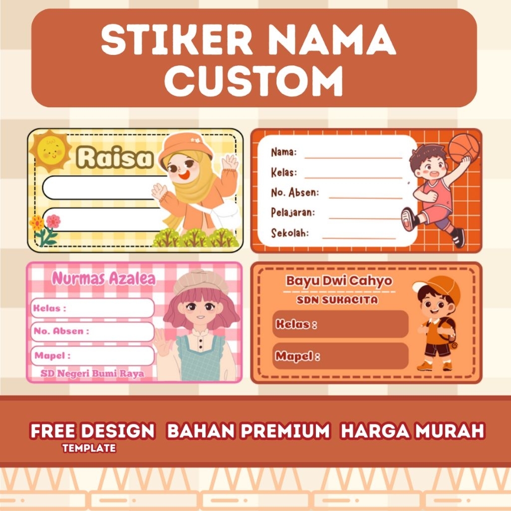 Jual (DAPAT 10 PCS) Stiker Label Nama Anak Custom – Cetak Nama Sendiri ...