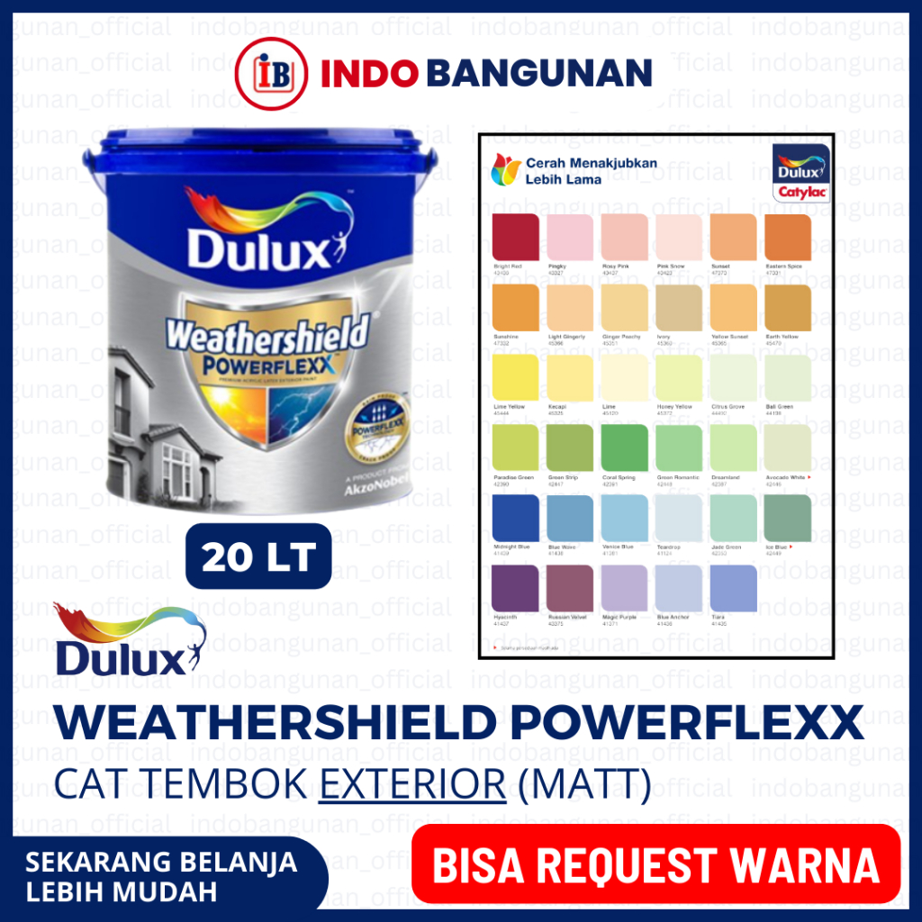 Jual CAT TEMBOK EXTERIOR DULUX WEATHERSHIELD POWERFLEXX 20LT / BISA ...