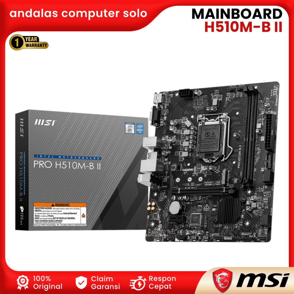 Jual MAINBOARD MOBO MSI PRO H510M-B II (Gen 10th LGA1200, H510, DDR4 ...