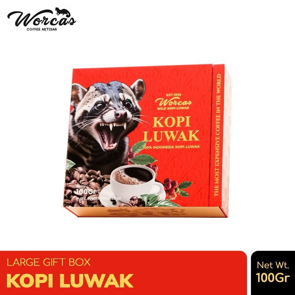 Jual WORCAS Wild Kopi Luwak 100gr Large Gift Box | Shopee Indonesia