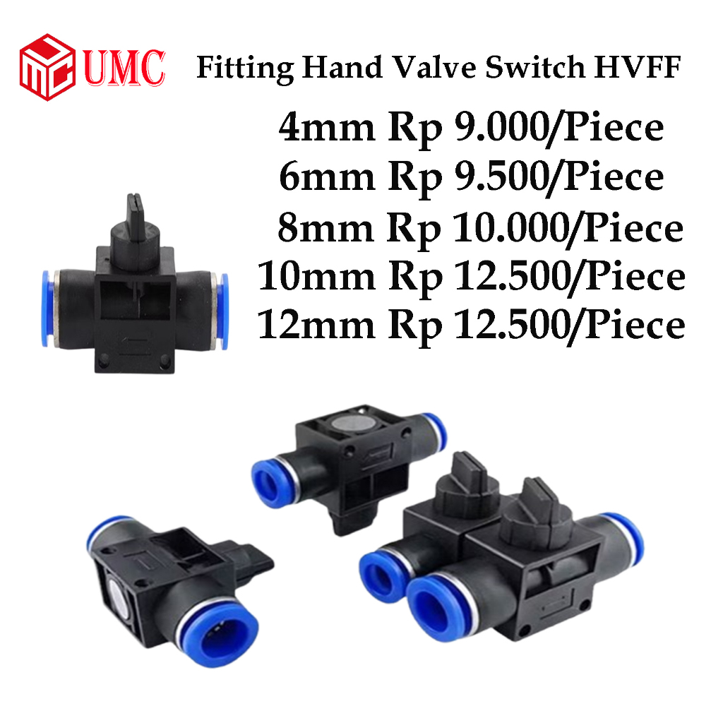 Jual Pneumatic Hand Valve Switch HVFF Fitting Slip Lock Selang 4mm 6mm 8mm 10mm 12mm Quick ...