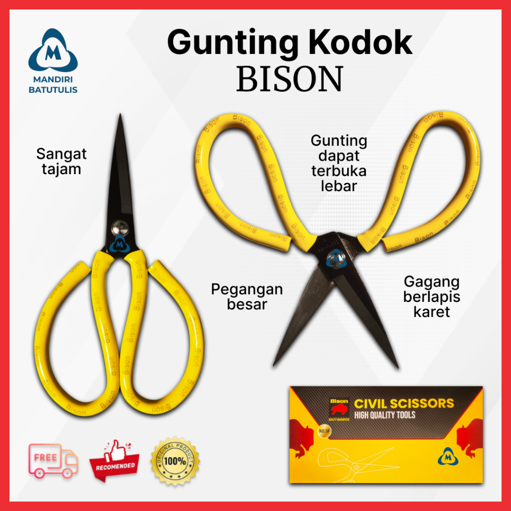 Jual Gunting Kodok Bison Kuning - Civil Scissors - Gunting Serbaguna ...