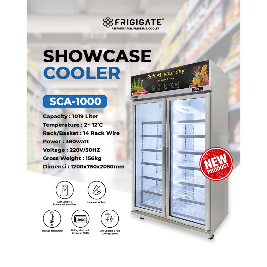 Jual Showcase Frigigate SCA-1000 1019 Liter 380 Watt 14 Rak | Shopee ...