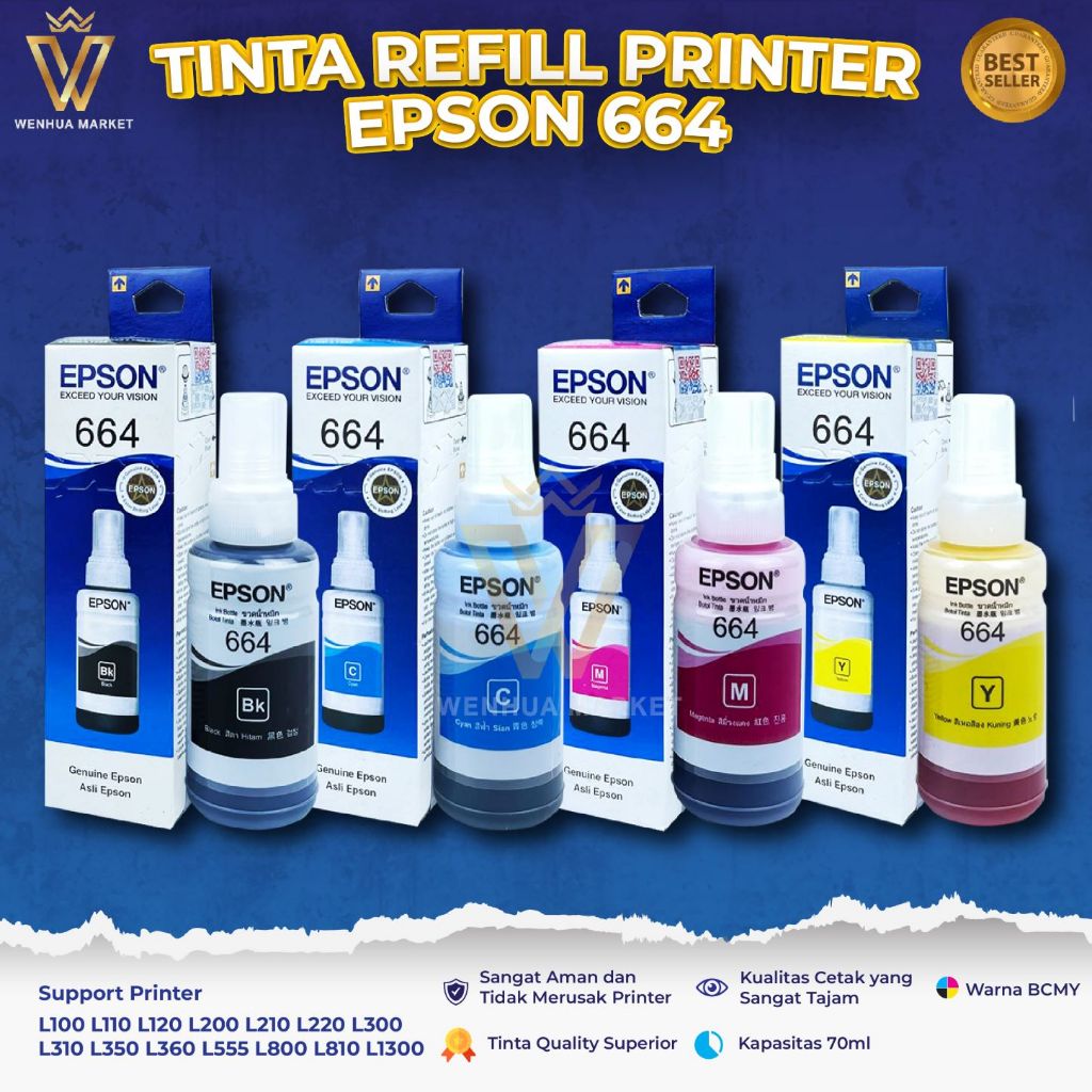 Jual Tinta Epson 664 Tipe Printer L100 L110 L120 L200 L210 L220 L300 ...