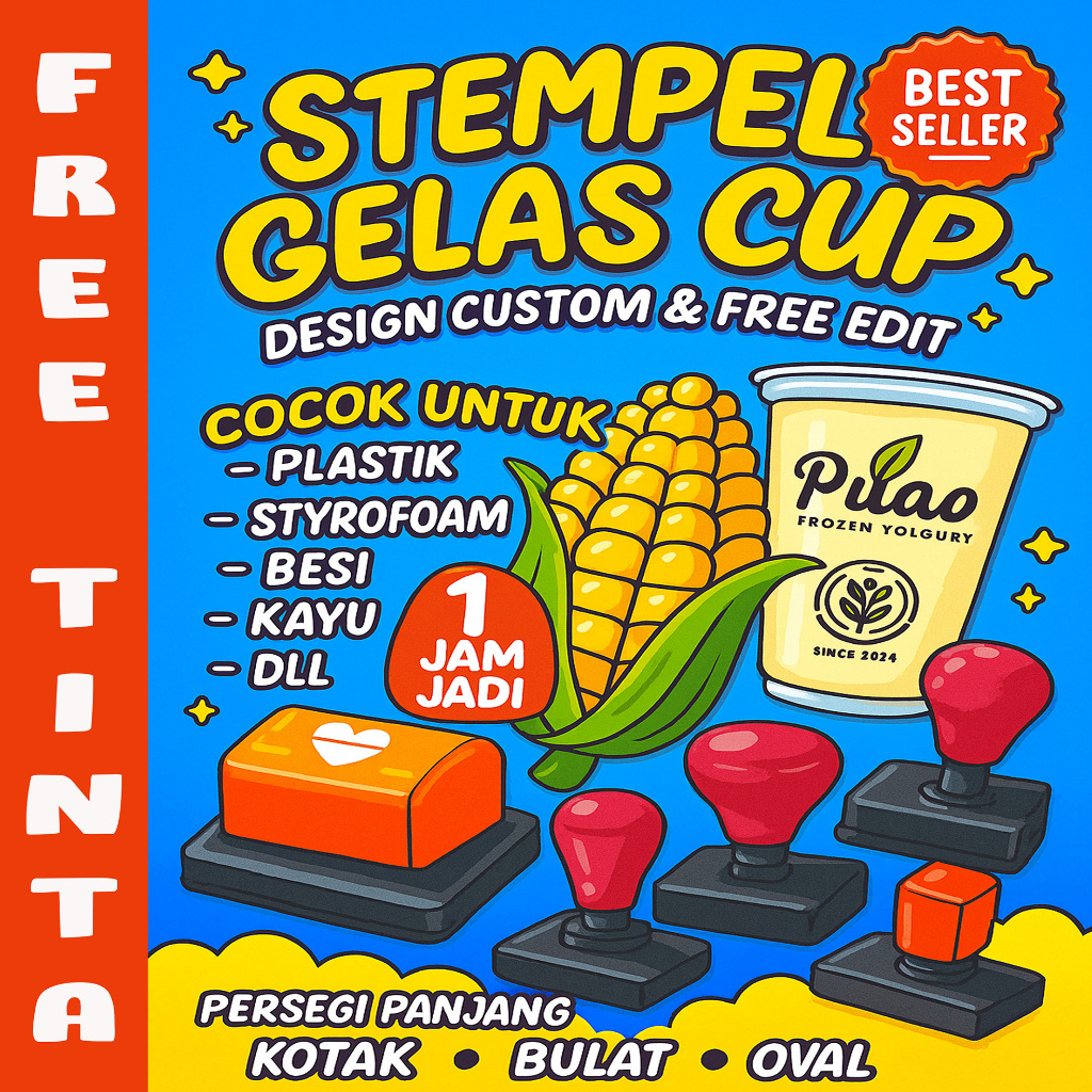 Jual Stempel Flash Plastik/Gelas Cup/Sterofoam/Mika Tinta Permanen Free ...