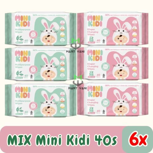 Jual Paket 6pcs Tisu Basah MINIKIDI 40 Sheets Non Alcohol | Shopee ...