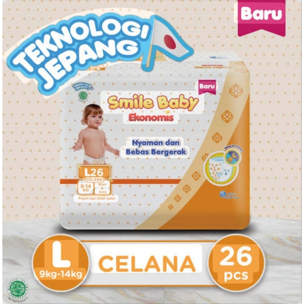 Jual SMILE BABY PAMPERS size L isi 26'S POPOK BAYI | Shopee Indonesia