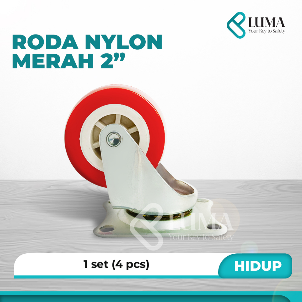 Jual Roda Nylon Merah 2 Inch (Hidup) 1 set (4pcs) | Shopee Indonesia